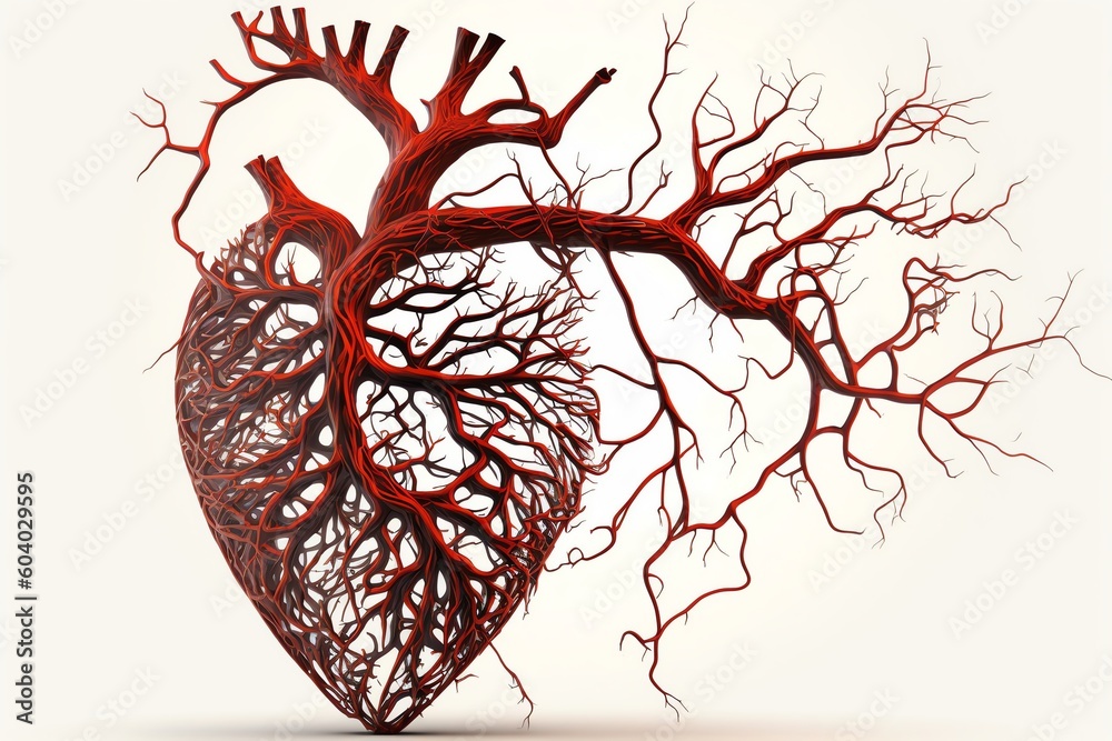 Blood vessels in shape of heart. Circulatory system. Veins and arteries ...