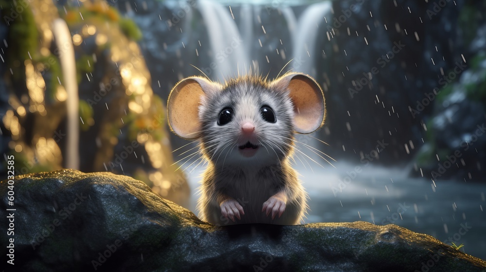 mouse in the night, Super cute mouse, cute, waterfall, snowfall, high ...