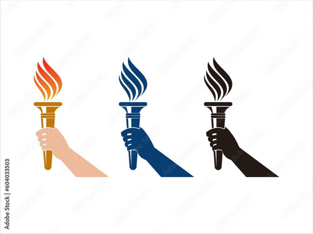 Hand holding torch logo icon vector illustration Stock Vector | Adobe Stock