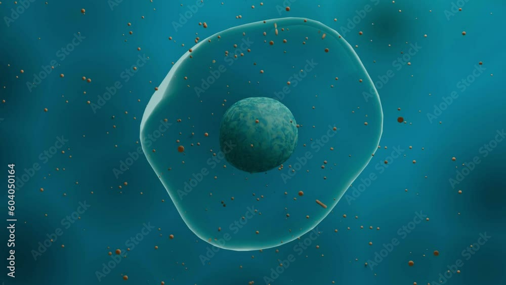 Floating healthy cell in liquid. Laboratory research or experiment ...