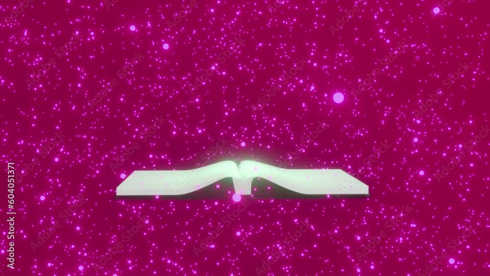 Colorful open book page flipping animation. Spell book turning page and ...