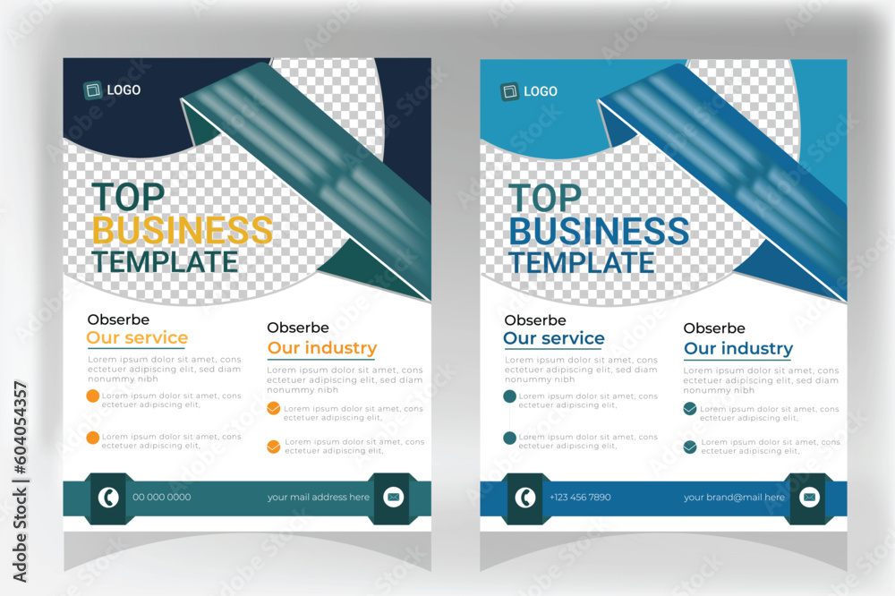 Vetor de Corporate business Best flyer template design set with blue ...