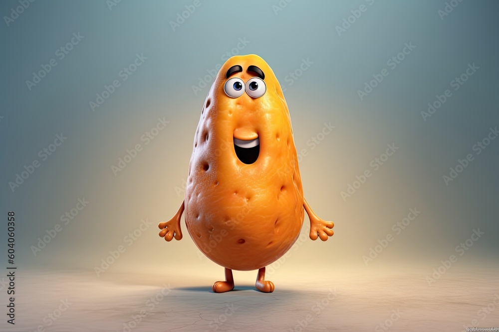 Cute Cartoon Sweet Potato Squash Character (Generative AI) Stock ...