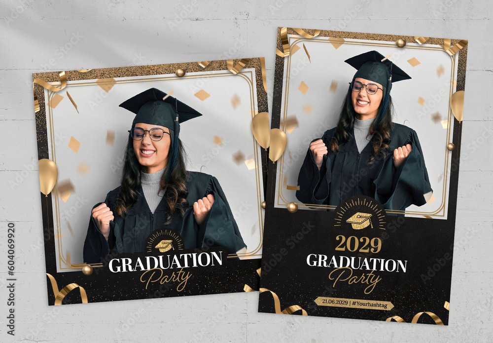 Graduation Party Photo Card Layout Stock Template | Adobe Stock