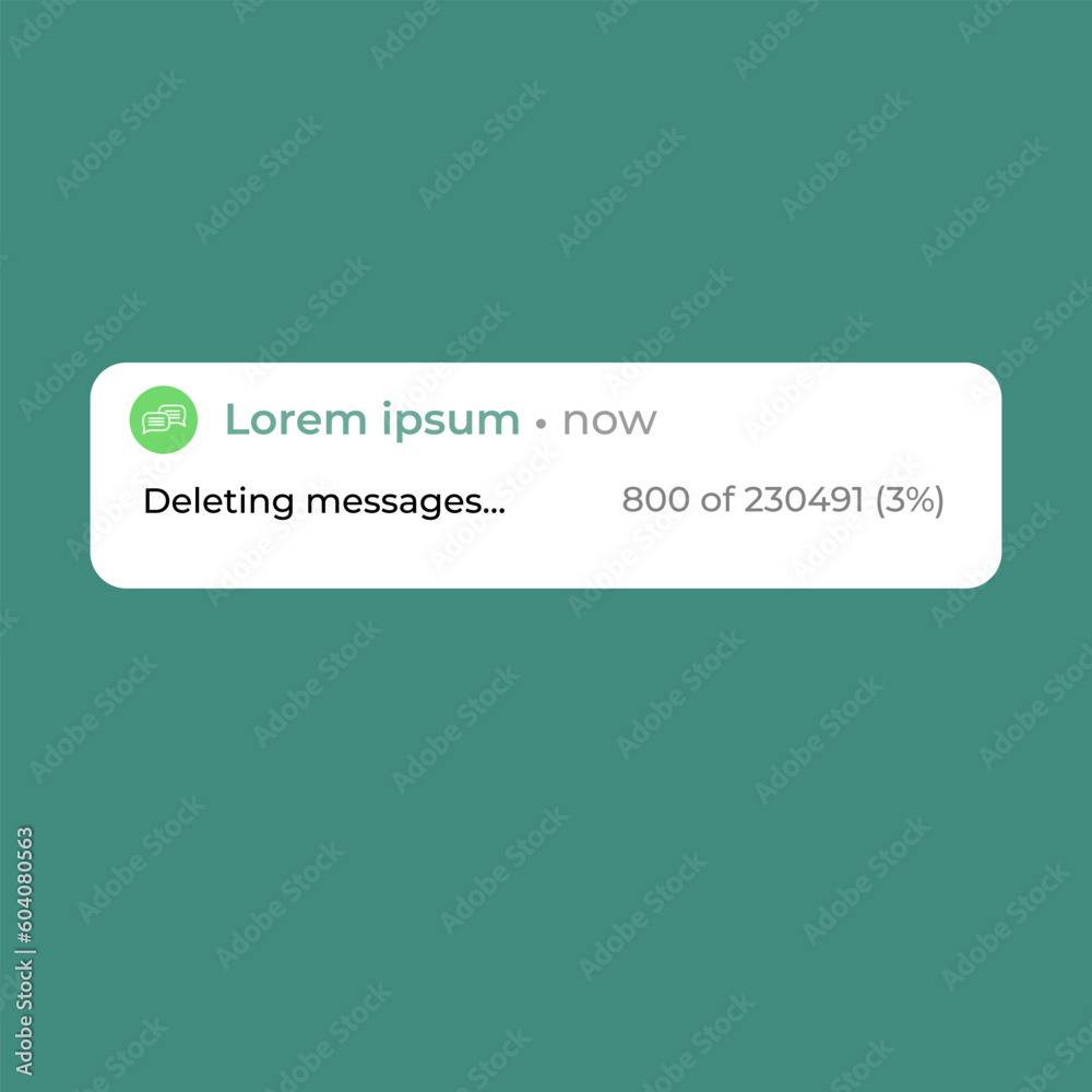 Delete message with green background, flat design illustration ...