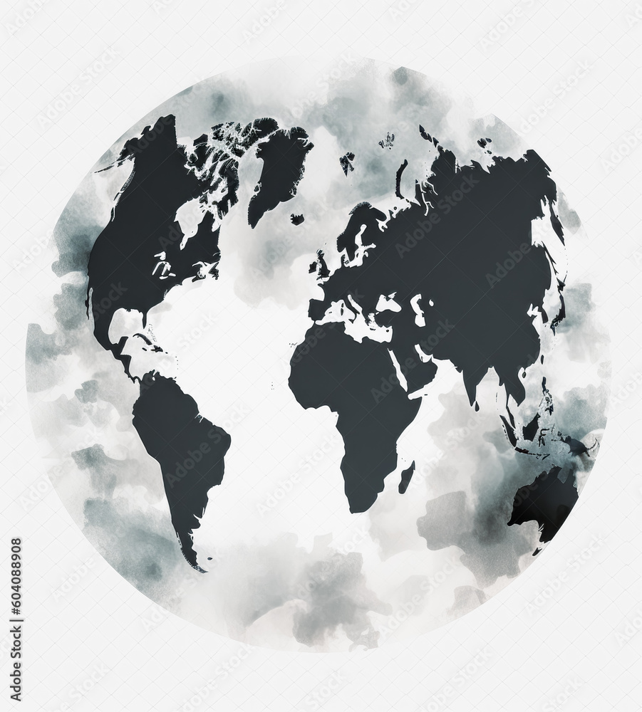 world map round world map with black earth icon on white background ...