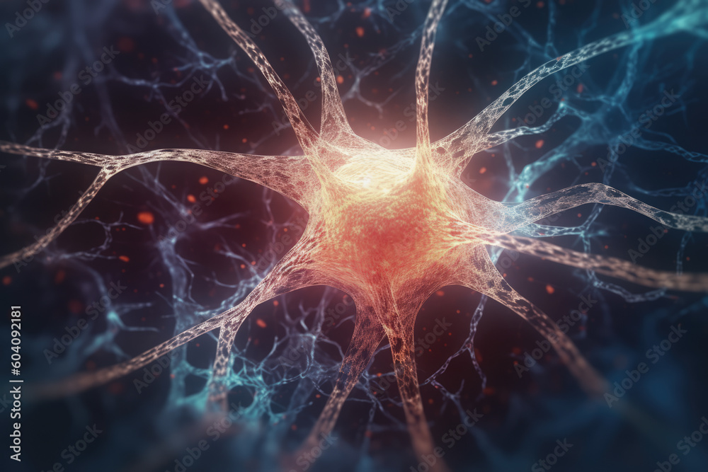Neuron conceptual image of human nervous system. 3D illustration of ...