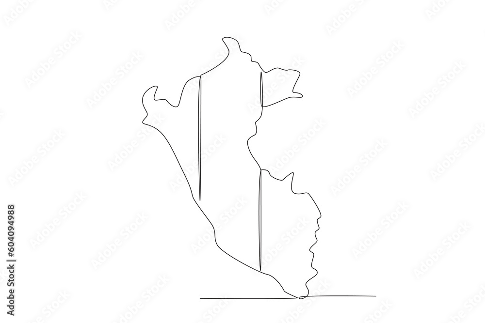 A blind map of Peru. Fiestas patrias peru one-line drawing Stock Vector ...