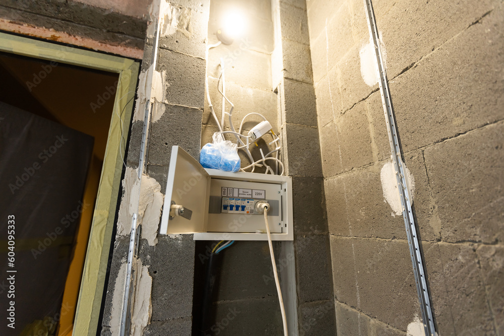 Installing power outlets. Ready to install power sockets on initial ...