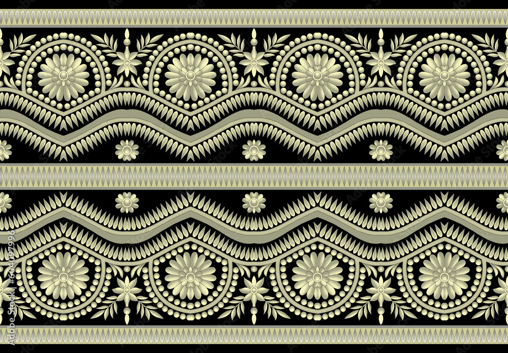 traditional border artwork paisley style . Design handmade artwork with ...