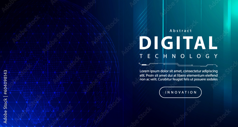 Digital technology banner green blue background concept, cyber ...