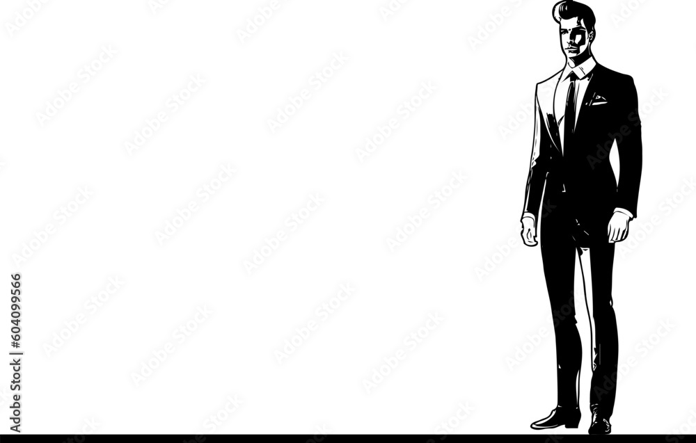 Mastering Style Silhouette Vector Illustration of a Fashionable Male ...