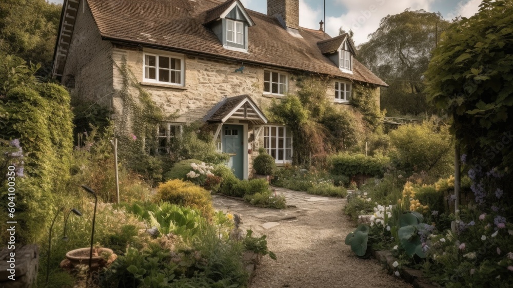 Home architecture design in Cottage Style with Sloped roof constructed ...