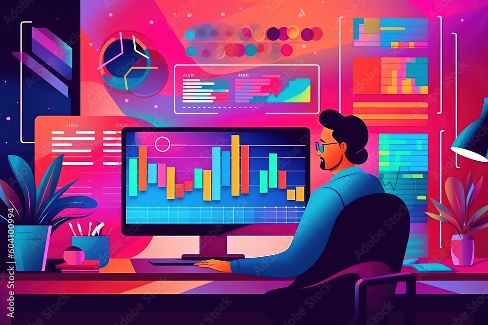 Using computer for analytics, data management, online documents, and ...
