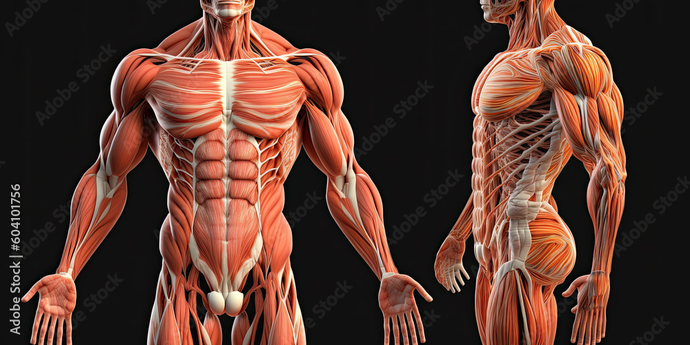 Poster Male Muscular System Anatomy, human body - Generative AI – Wall ...