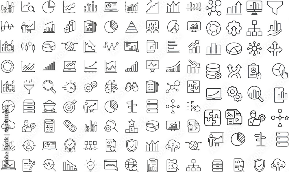 Set of icons for web design Charts Graphs and Data analysis set of web ...