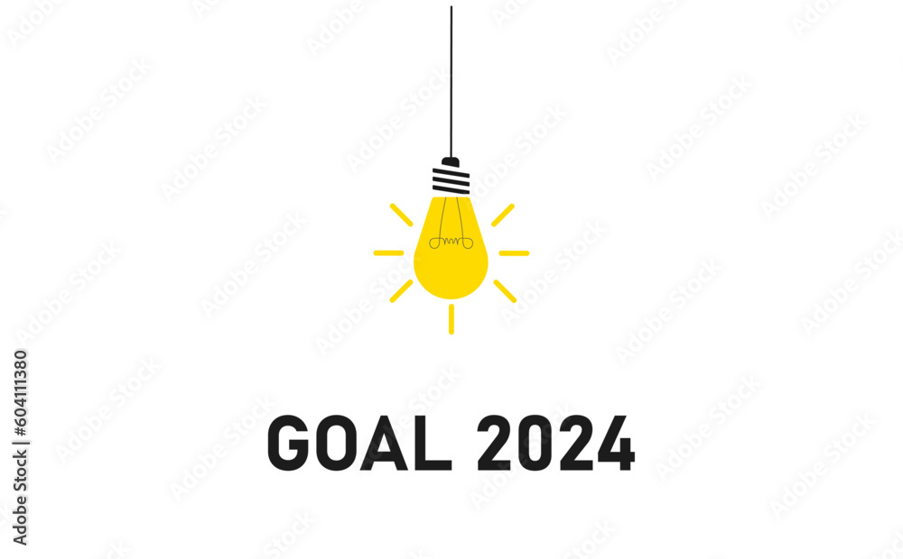 Light bulb illuminating 2024 new year goal. 2024 annual plan idea ...