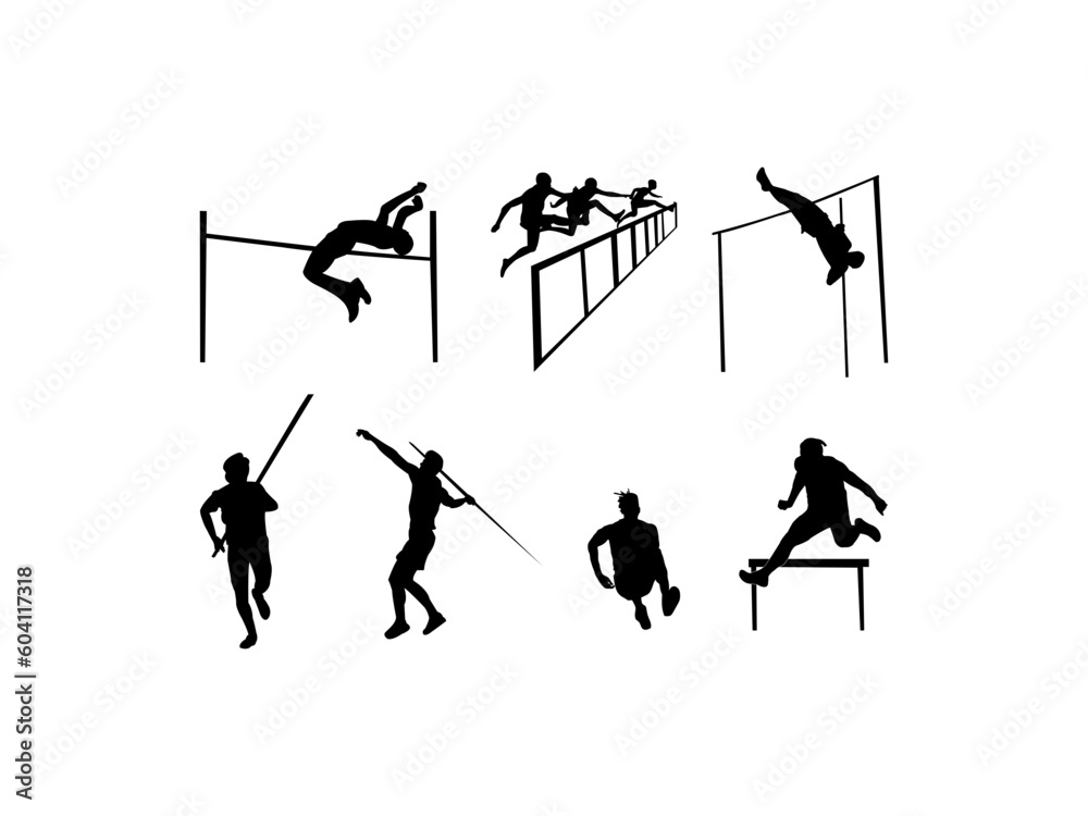 Track and Field men silhouette vector. Sports Athletes, Track and Field ...
