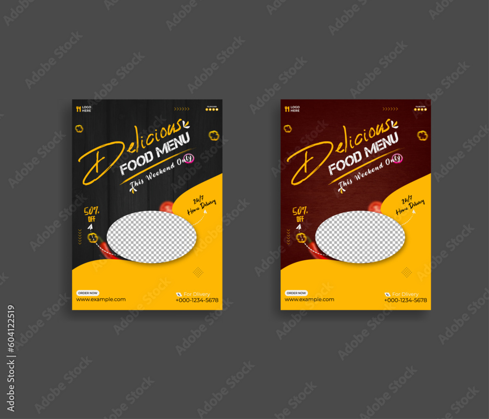 delicious food menu flyer or poster template design. Stock Vector ...