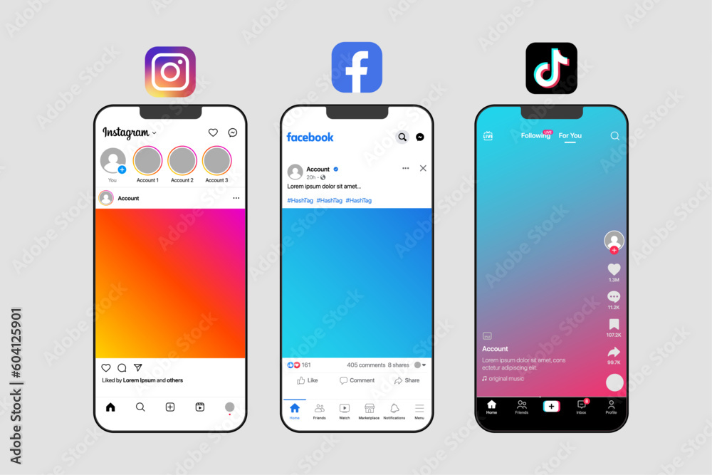 Social media templates, instagram template, Facebook template, TikTok ...