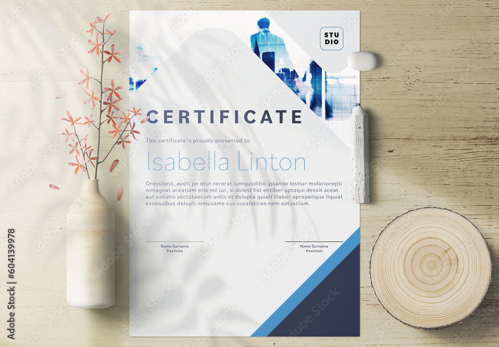 Vertical Certificate Layout Stock Template | Adobe Stock