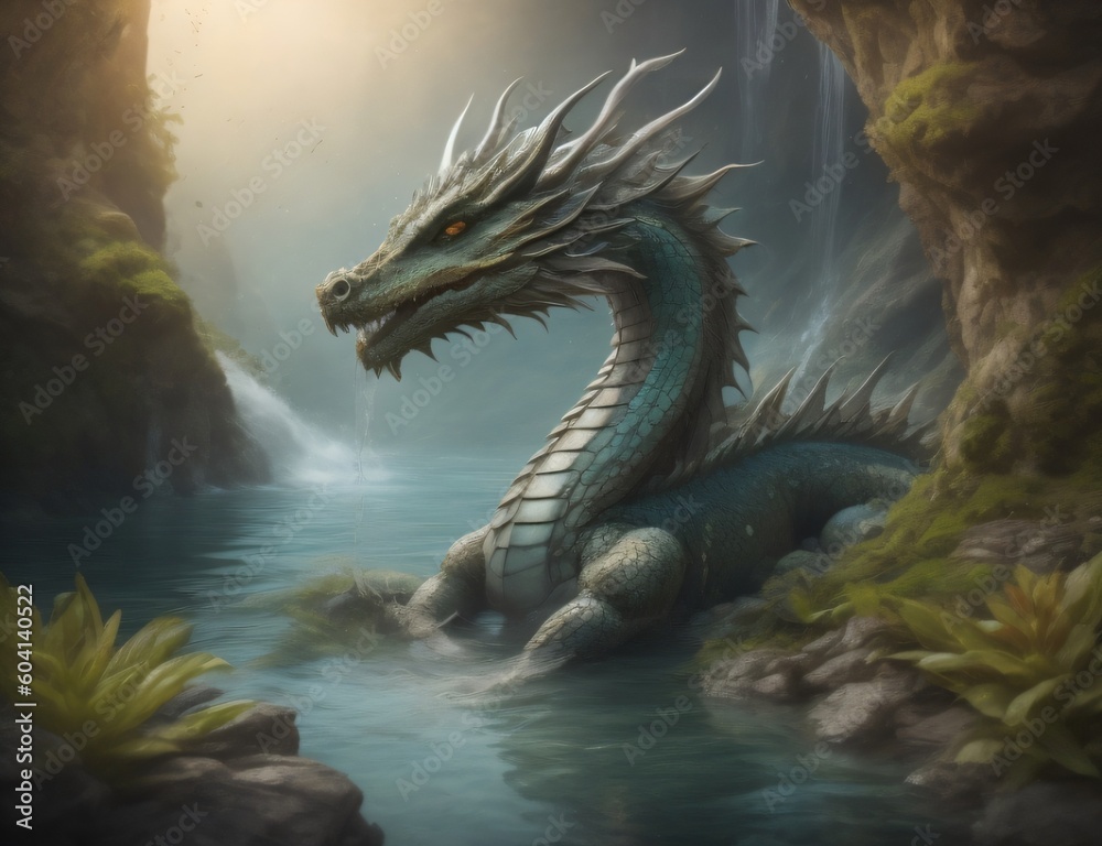 Sea dragon with nature fantasy created by ai generated tools Stock ...
