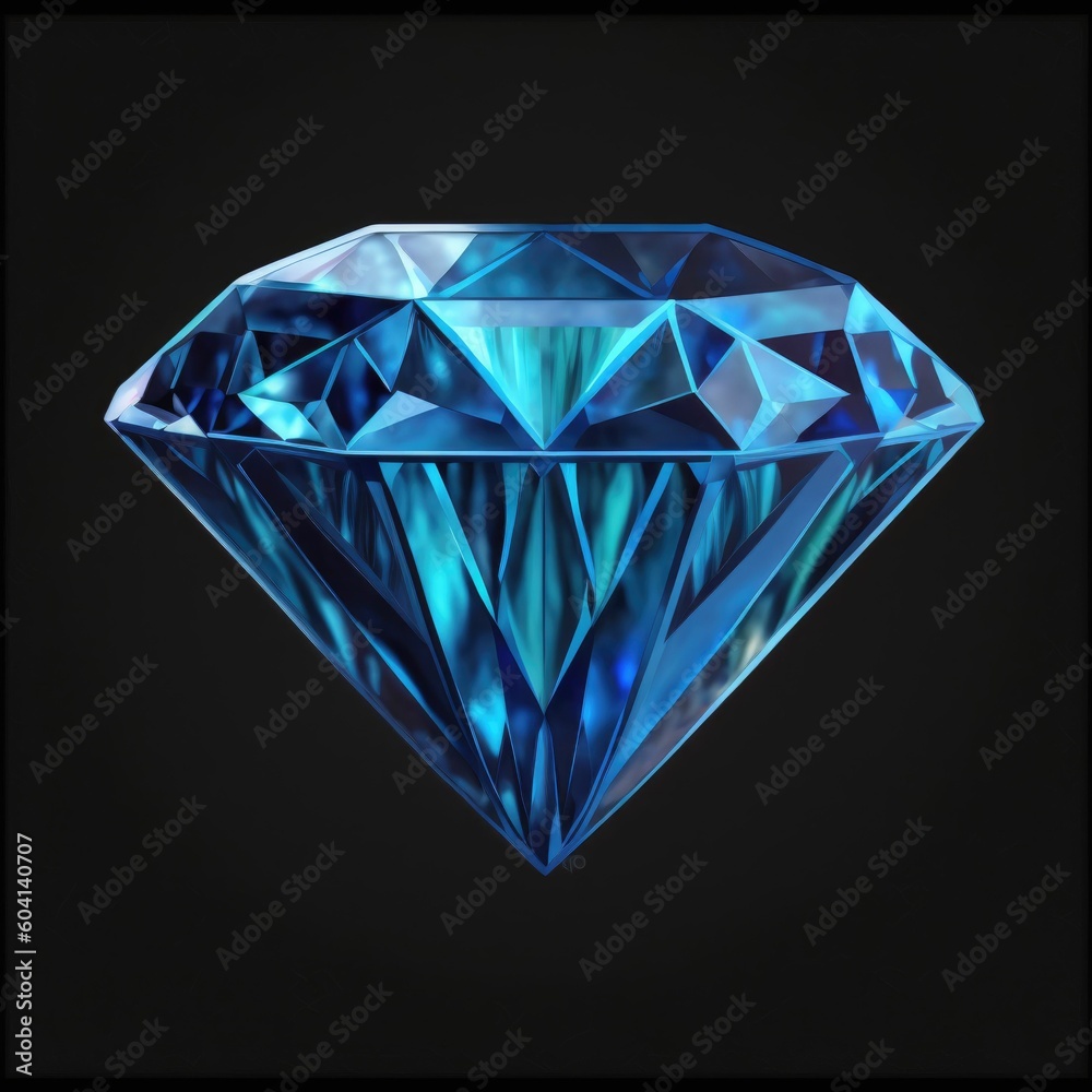 Blue Diamond on a Mysterious Black Background: A Majestic and Enigmatic ...