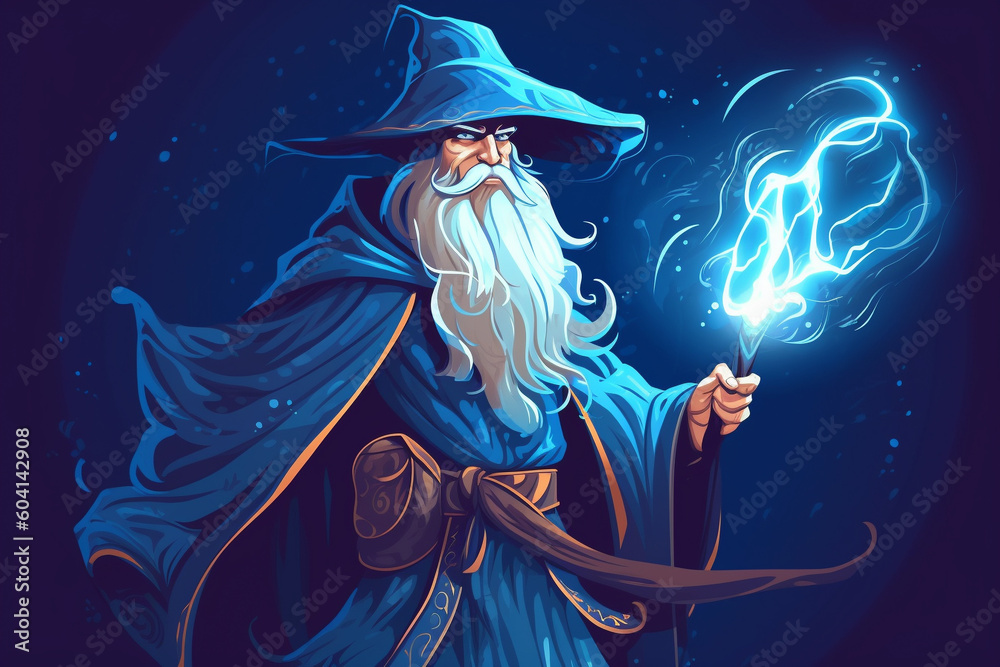 Fantastic wizard making spells illustration. Ai generated Stock ...