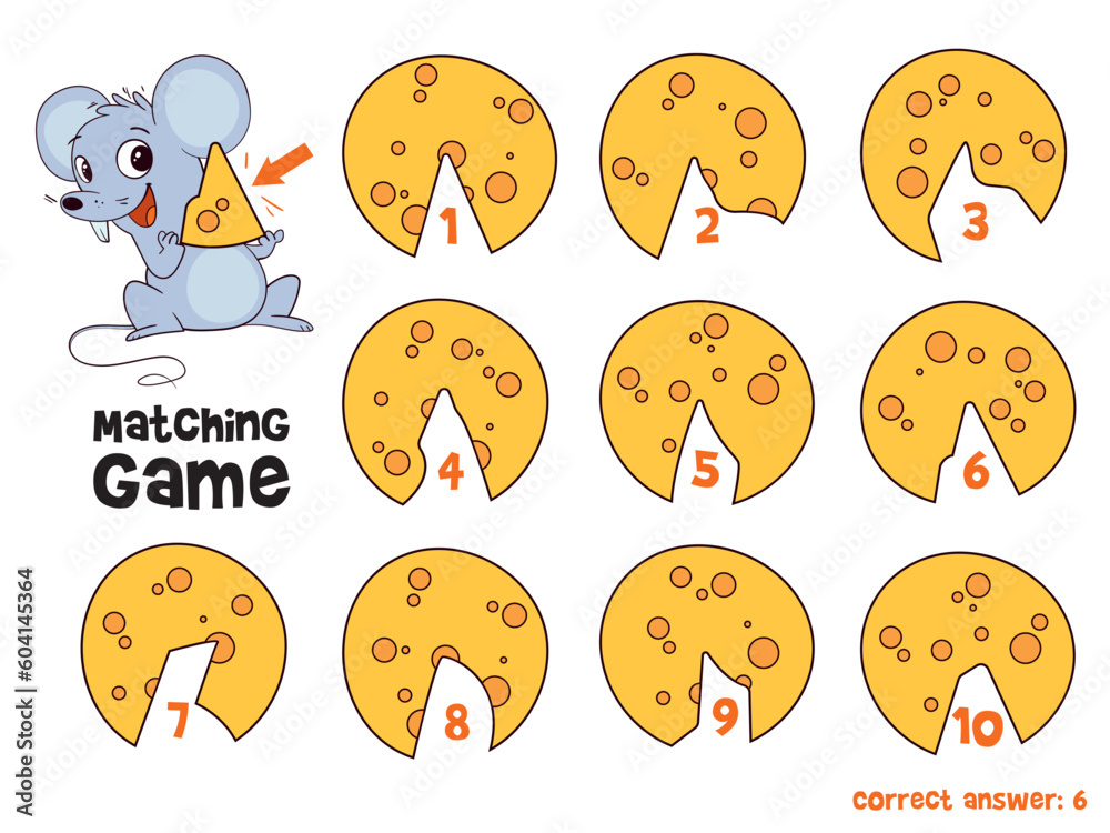 Little mouse is holding a piece of cheese. Find missing piece of cheese ...