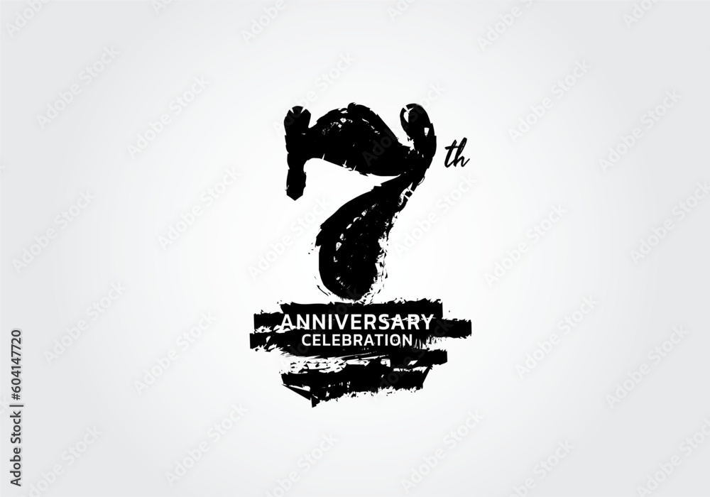 7 years anniversary celebration logotype black vector, 7th birthday ...
