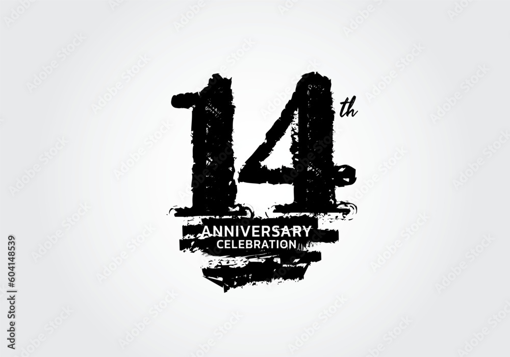 14 years anniversary celebration logotype black vector, 14th birthday ...
