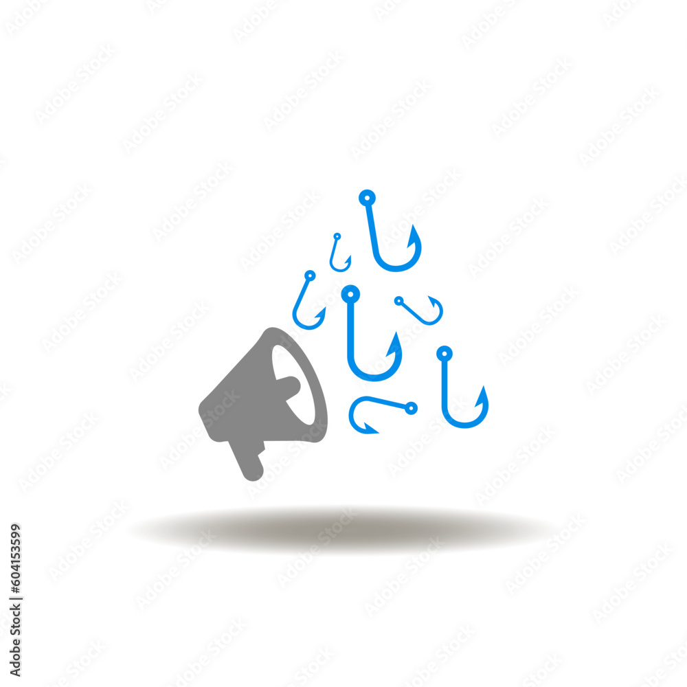 Vector illustration of loudspeaker and flow hooks. Icon of attention ...
