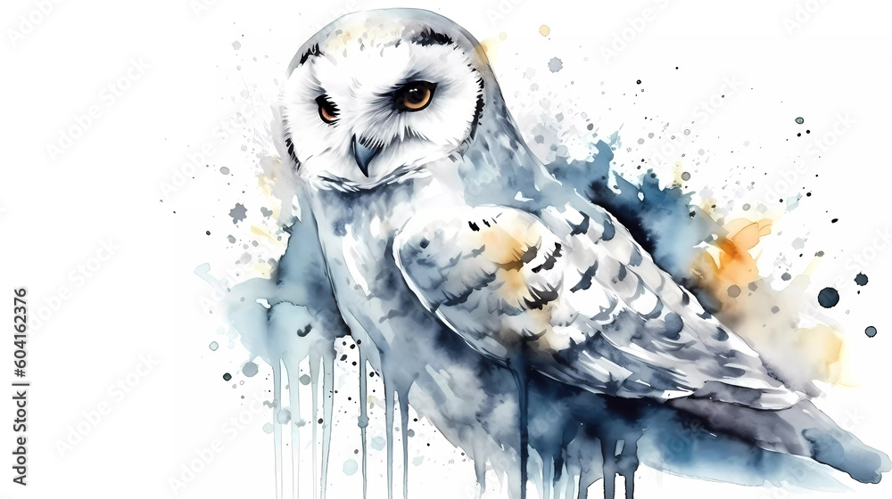 Hedwig White Owl Aquarell Hand Painted Fan Animal Gift Magical Harry ...