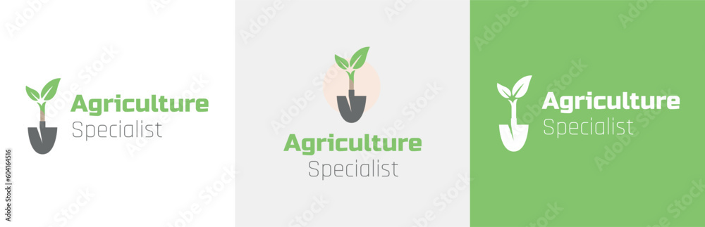 Agriculture specialist logo design set, agronomist modern logotype ...
