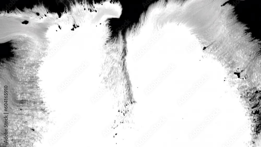 Black ink artistic flow splatter spots spills white paper beautiful ...