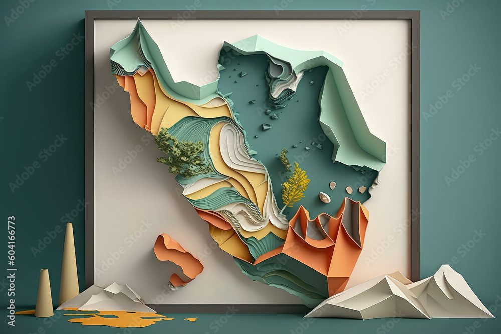Paper art map, AI generated Stock Illustration | Adobe Stock