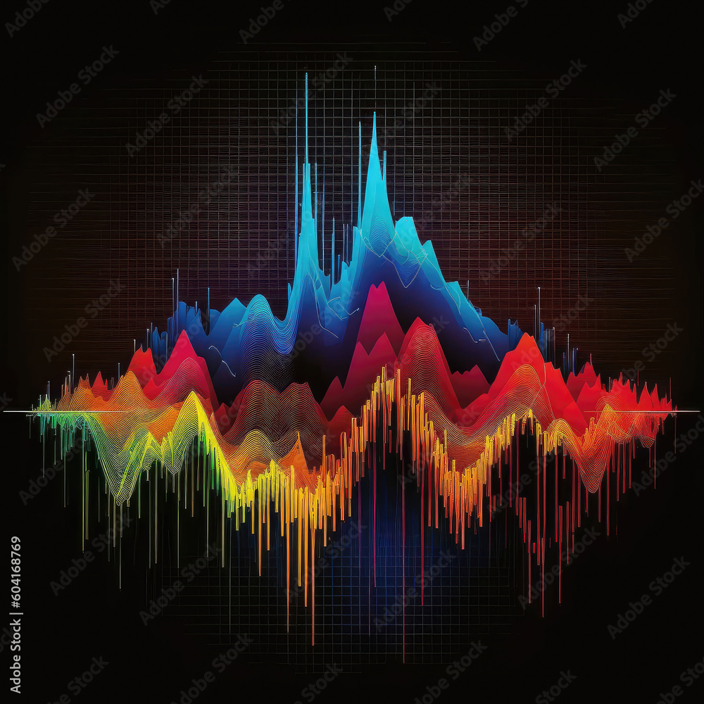 vector line artwork an audio waveform, vivid colors AI generation ...