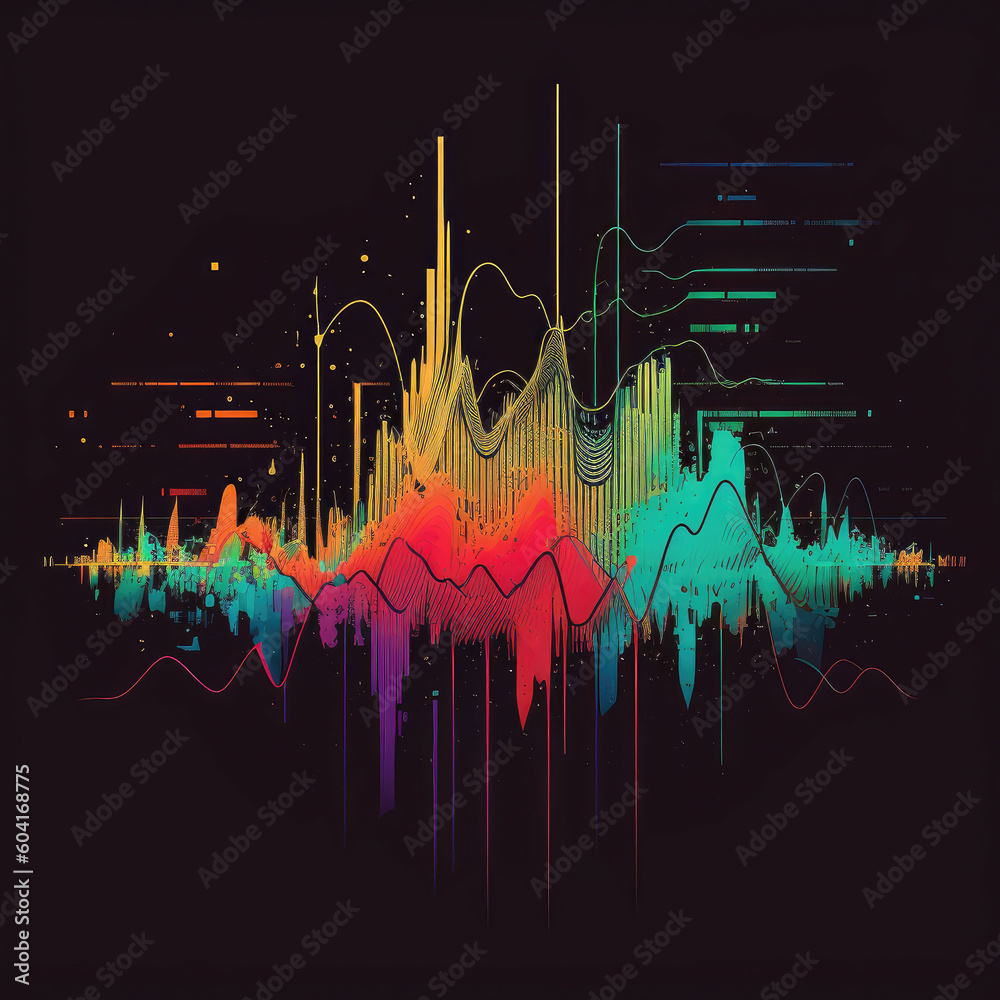 vector line artwork an audio waveform, vivid colors AI generation ...