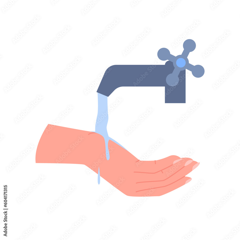 Wash hands vector illustration. Cartoon isolated arm under flowing ...
