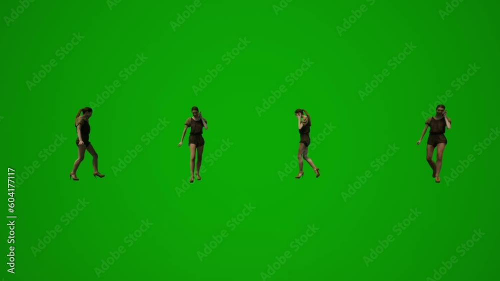 3D female shop assistant on green screen talking and explaining ...