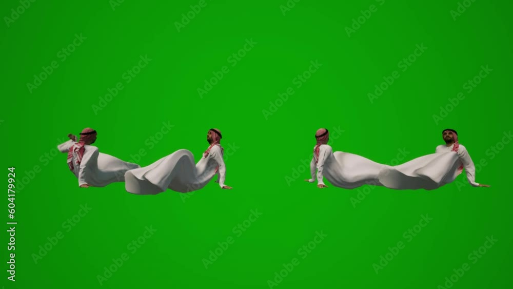 3D several different American Muslims on green screen background ...