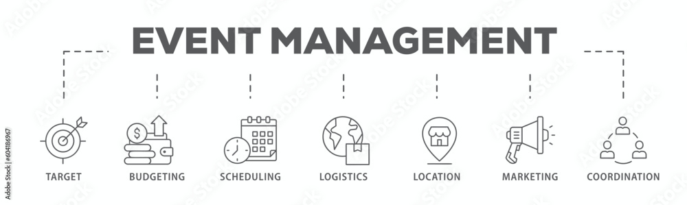 Event management banner web icon vector illustration concept with icon ...