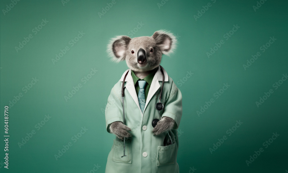 An anthropomorphic koala dressed as doctor hyper-realistic , the doctor ...