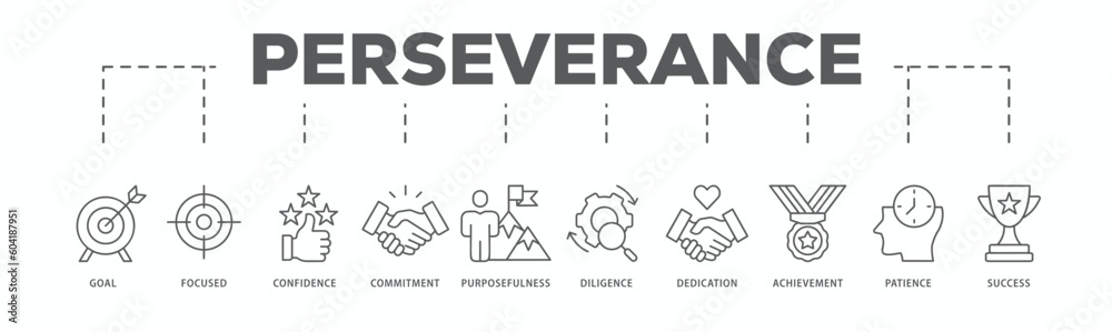 Perseverance banner web icon vector illustration concept with icon of ...