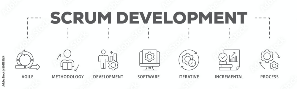 Scrum development banner web icon vector illustration concept with icon of agile, methodology ...