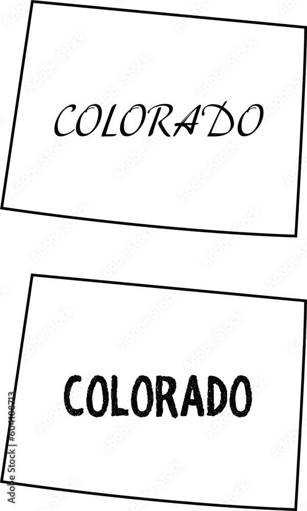 Colorado USA State Shape with State Name in Script and Rugged Fonts ...