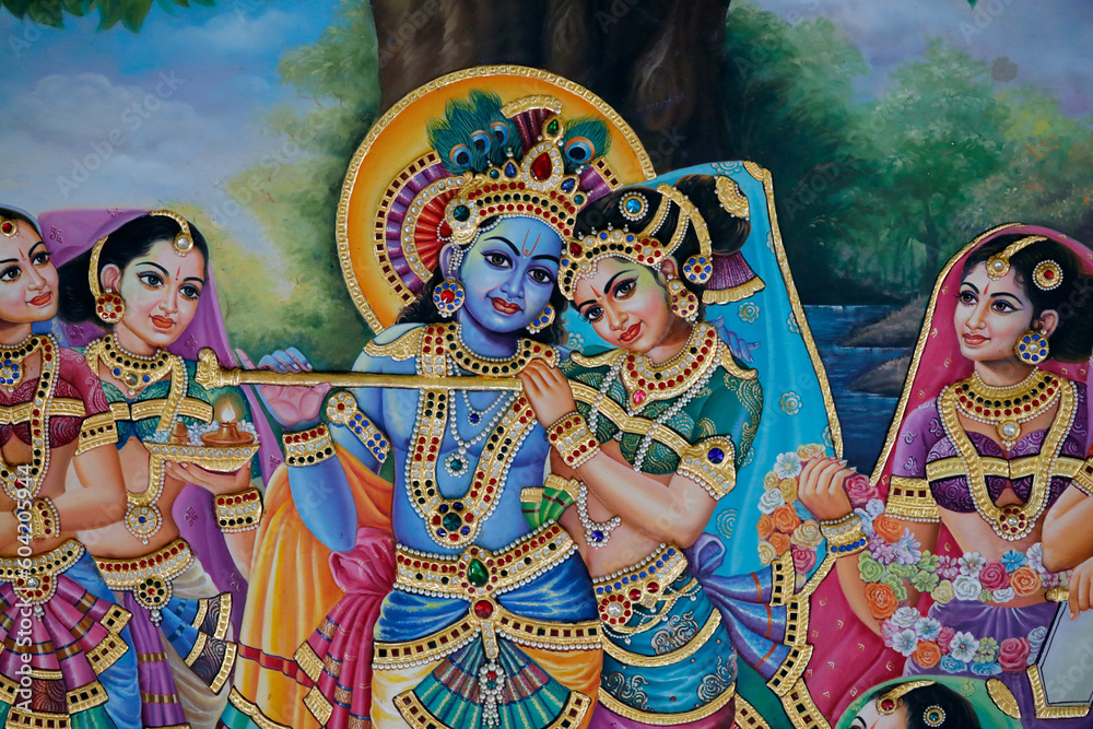 Sri Krishnan Hindu temple, Hindu God Lord Krishna and his wife Radha ...