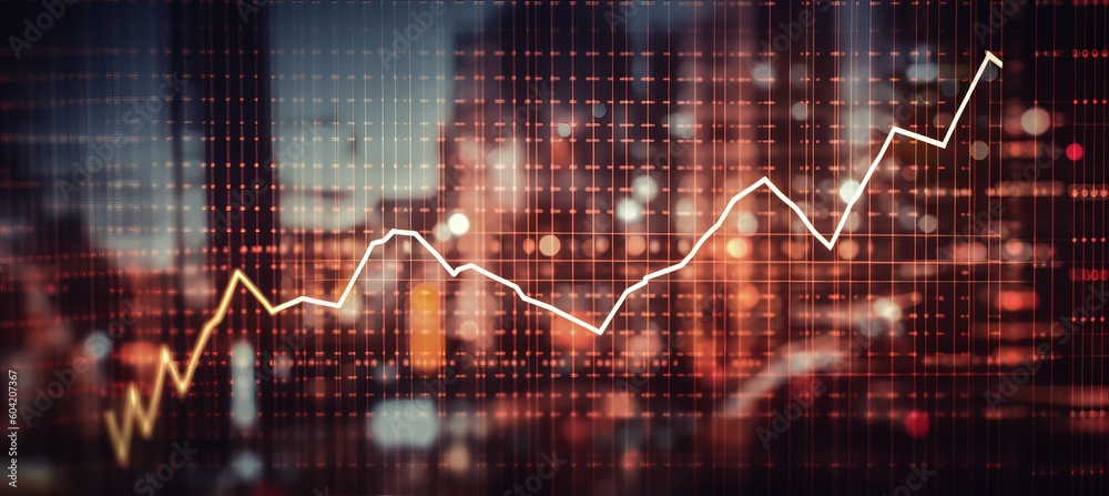 Finance red chart stock market background. Generative AI technology ...