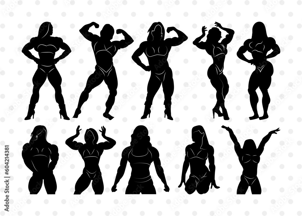 Vetor de Bodybuilder Women SVG, Bodybuilder Silhouette, Women Svg ...