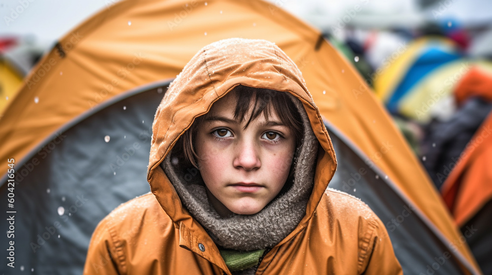 fictional person and environment, a young little underage child with a ...